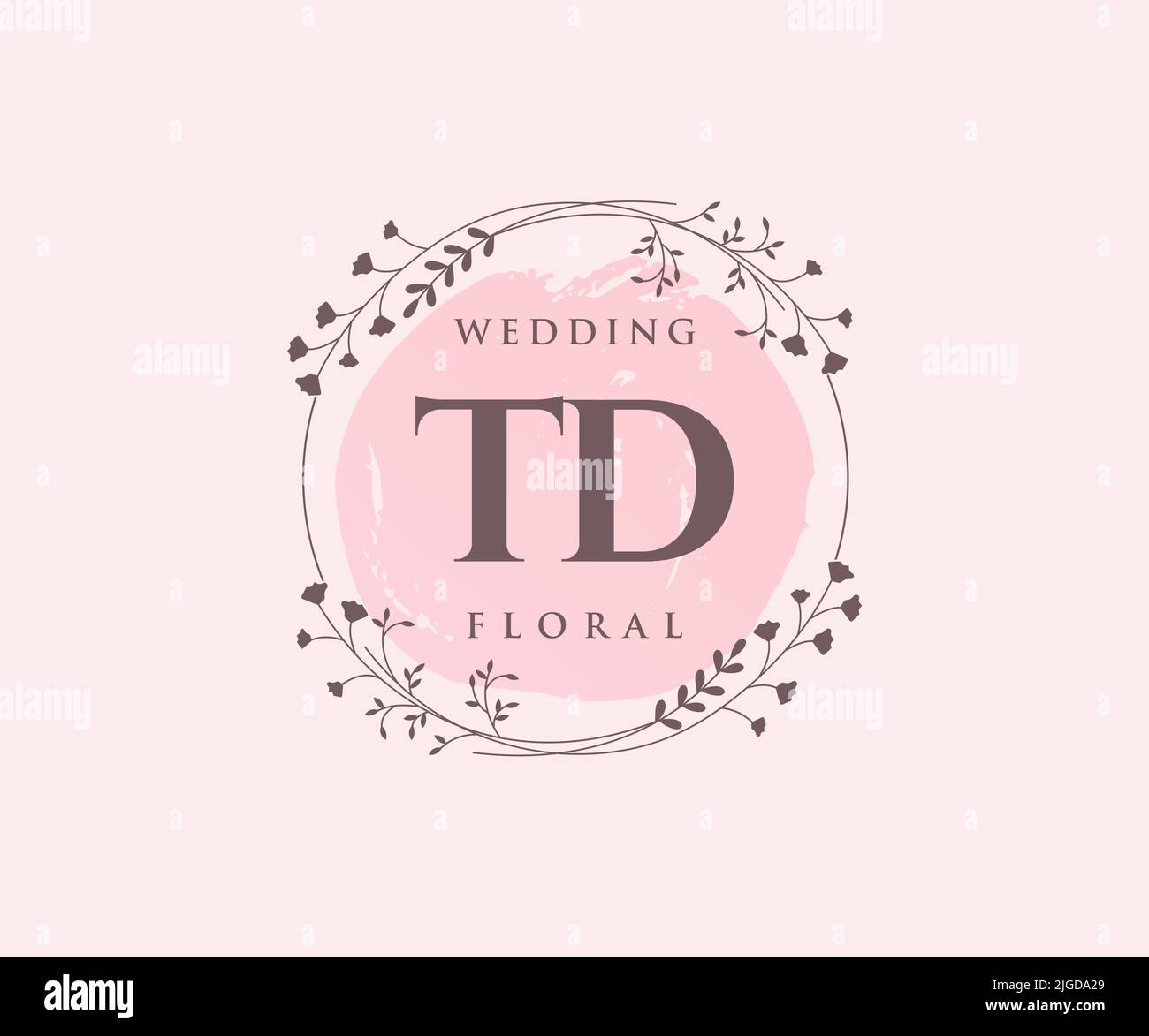 TD Initials letter Wedding monogram logos template, hand drawn modern ...
