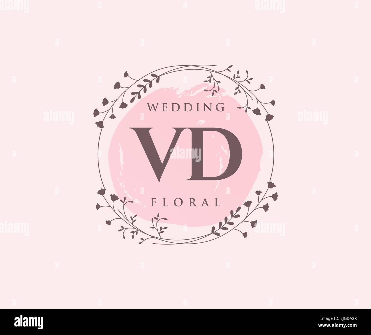 VD Initials letter Wedding monogram logos template, hand drawn modern ...