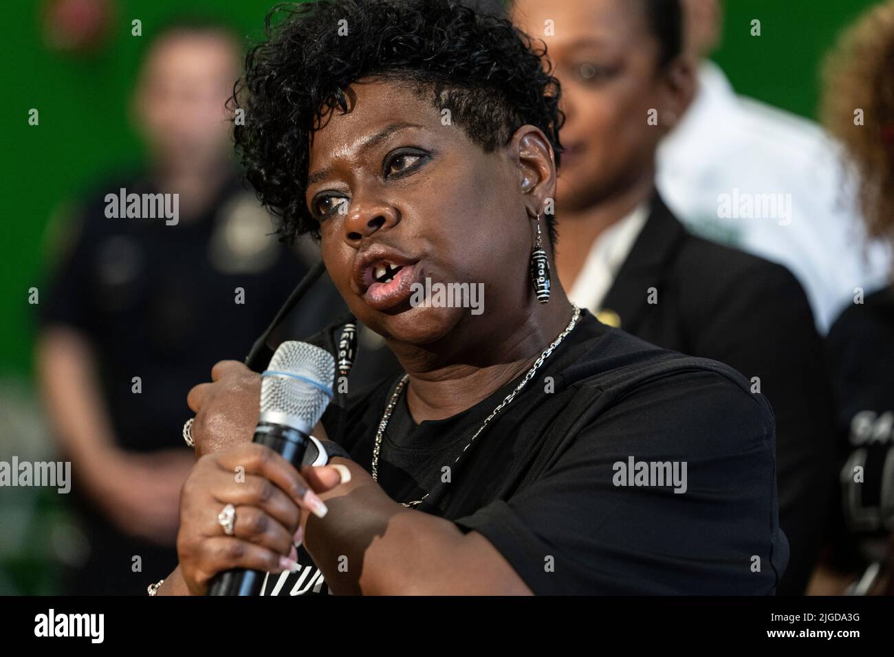 New York, NY - July 9, 2022: Darcel Clark speaks during Mayor Eric ...