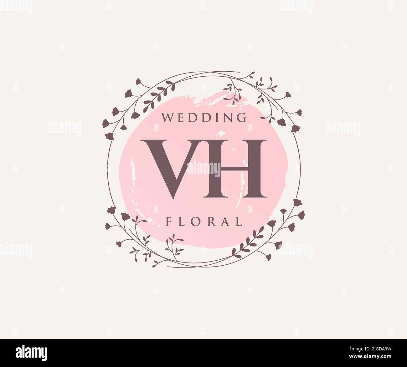 VH Initials letter Wedding monogram logos template, hand drawn modern ...
