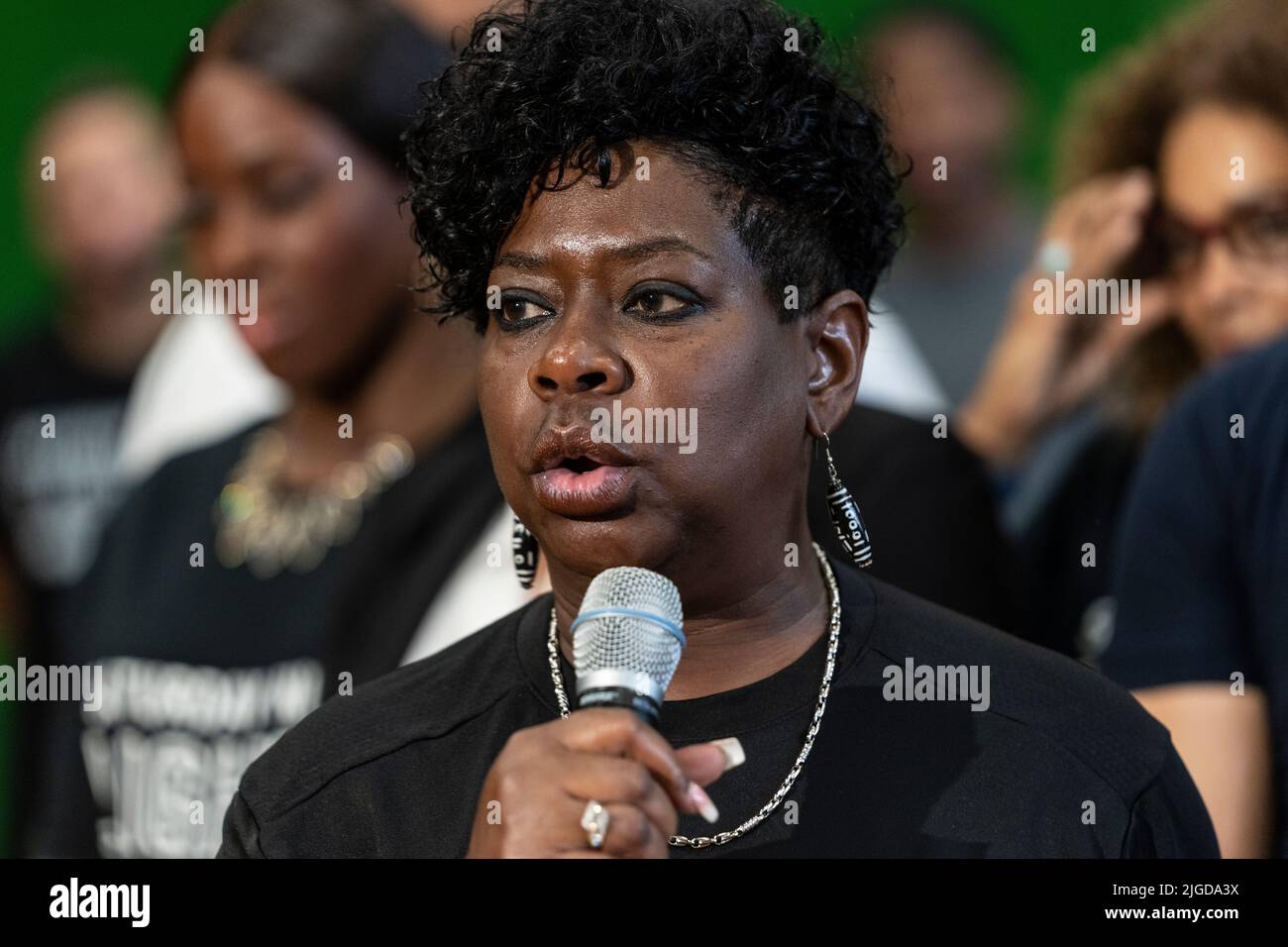 New York, NY - July 9, 2022: Darcel Clark speaks during Mayor Eric ...