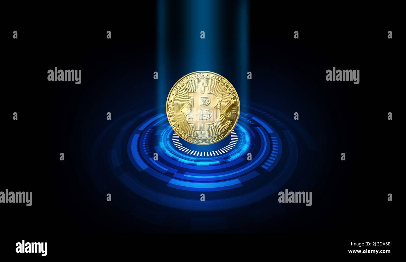 3d rendering Bitcoin blockchain digital crypto currency digital ...