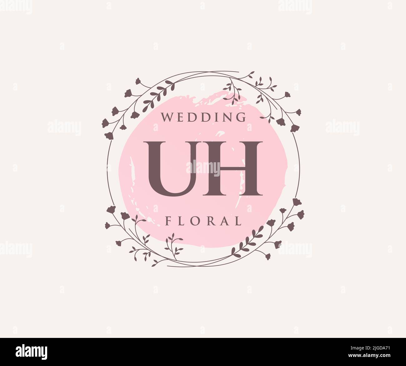 UH Initials letter Wedding monogram logos template, hand drawn modern ...