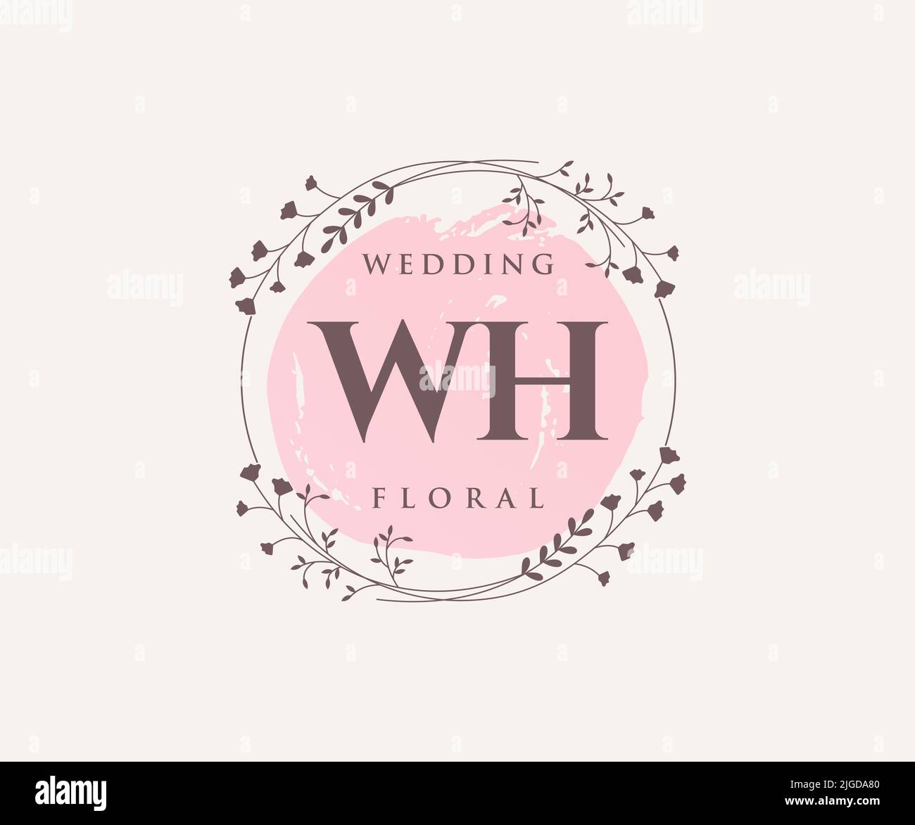 WH Initials letter Wedding monogram logos template, hand drawn modern ...