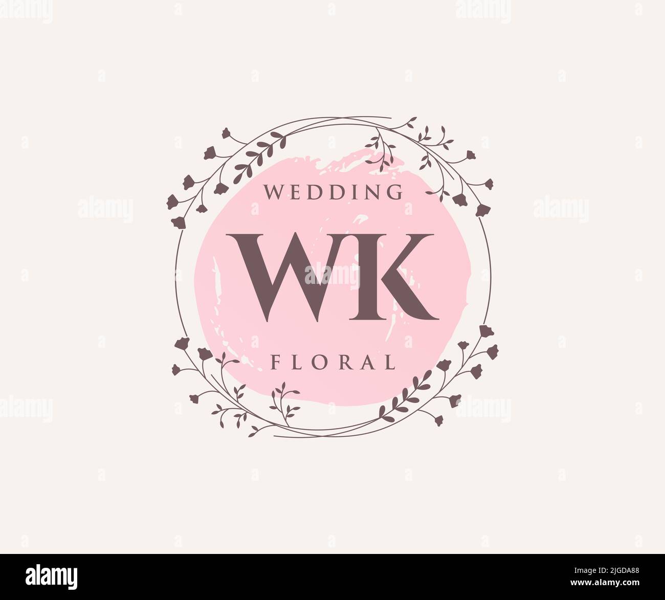WK Initials letter Wedding monogram logos template, hand drawn modern ...