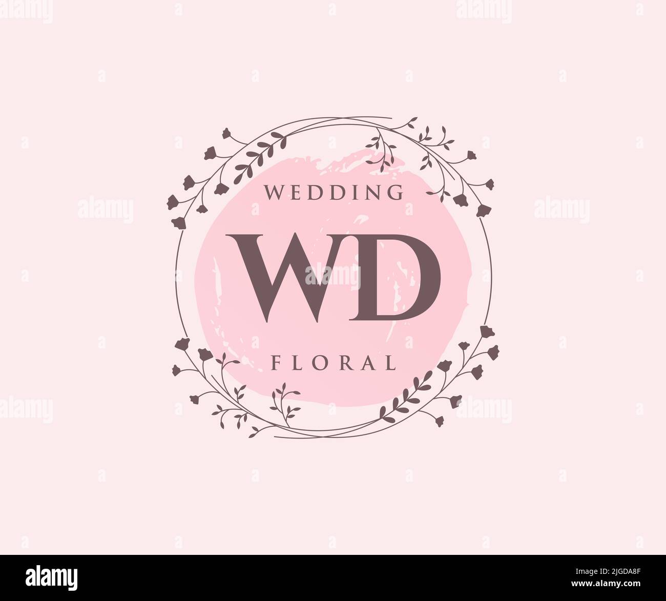 WD Initials letter Wedding monogram logos template, hand drawn modern ...