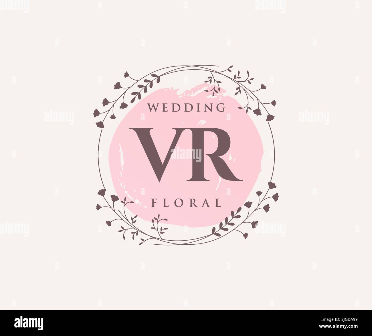 VR Initials letter Wedding monogram logos template, hand drawn modern ...