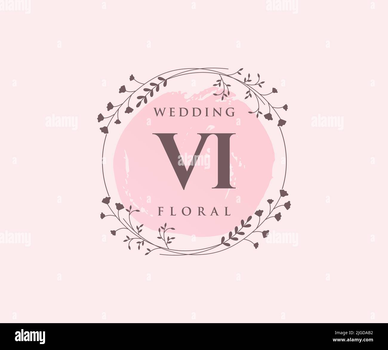 VI Initials letter Wedding monogram logos template, hand drawn modern ...