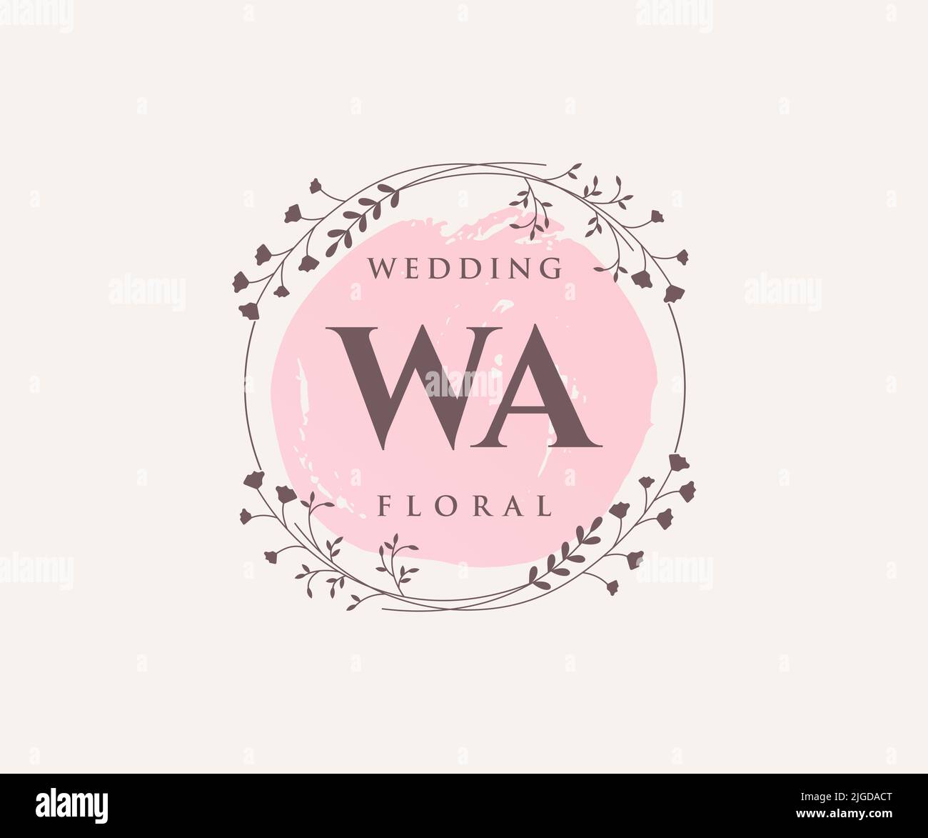 WA Initials letter Wedding monogram logos template, hand drawn modern ...