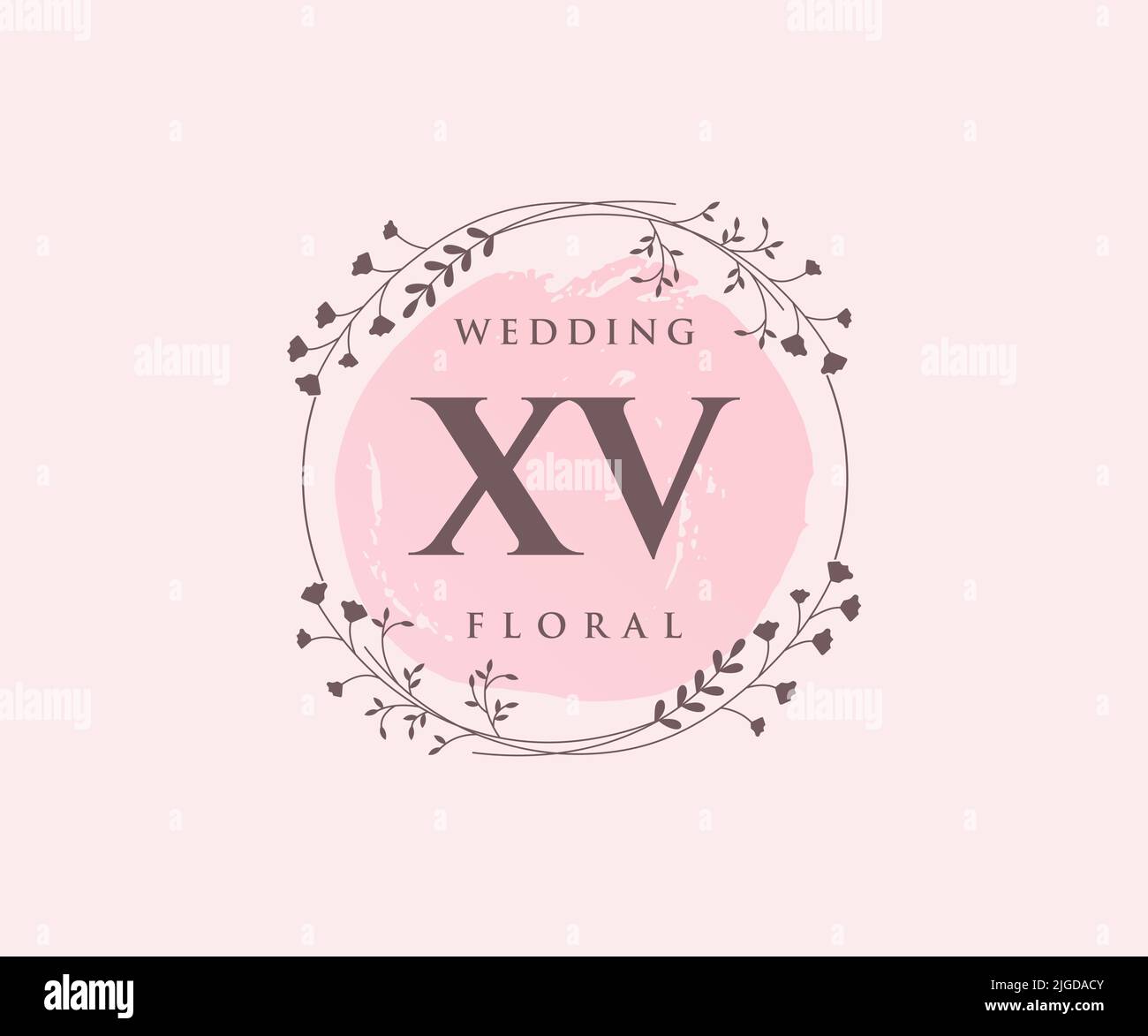XV Initials letter Wedding monogram logos template, hand drawn modern ...