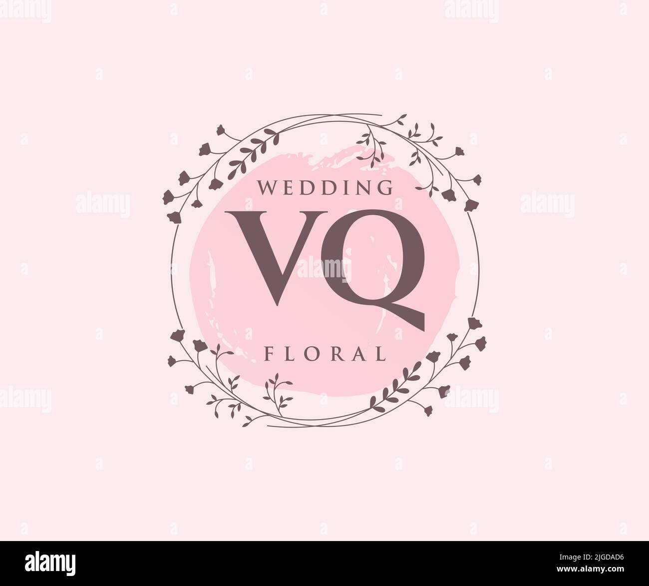 VQ Initials letter Wedding monogram logos template, hand drawn modern ...