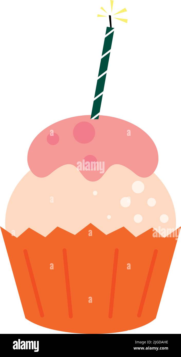 birthday cupcake with candle Stock Vector Image & Art - Alamy