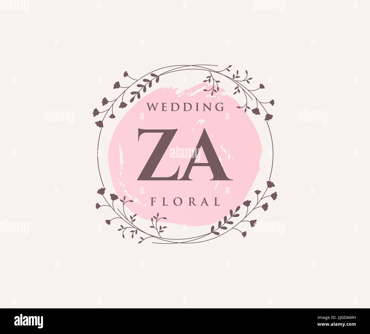 ZA Initials letter Wedding monogram logos template, hand drawn modern ...