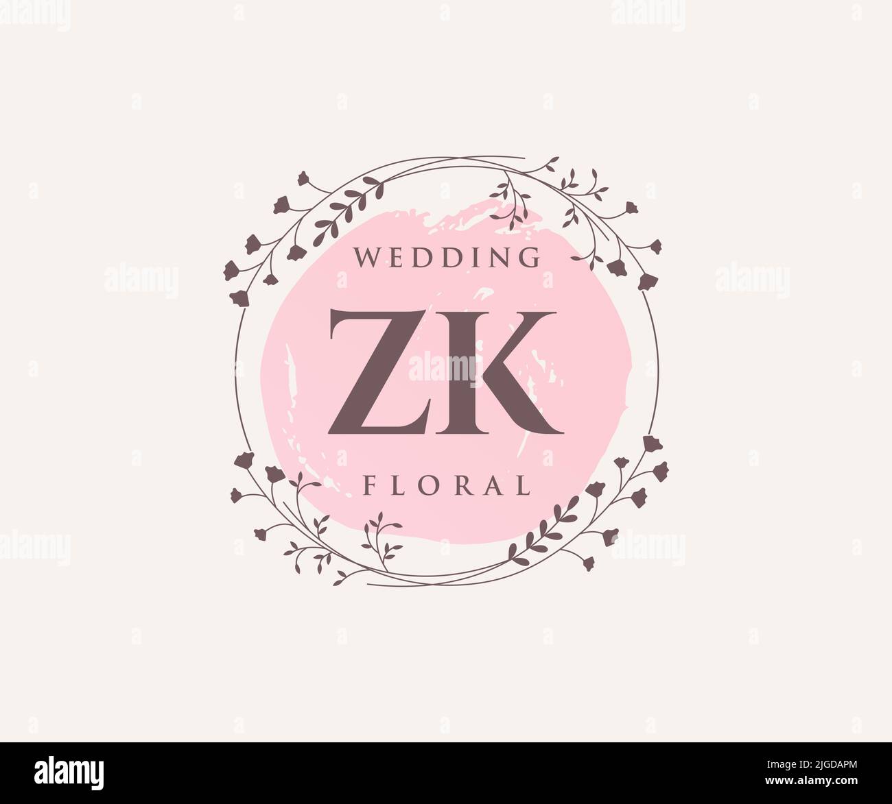ZK Initials letter Wedding monogram logos template, hand drawn modern ...