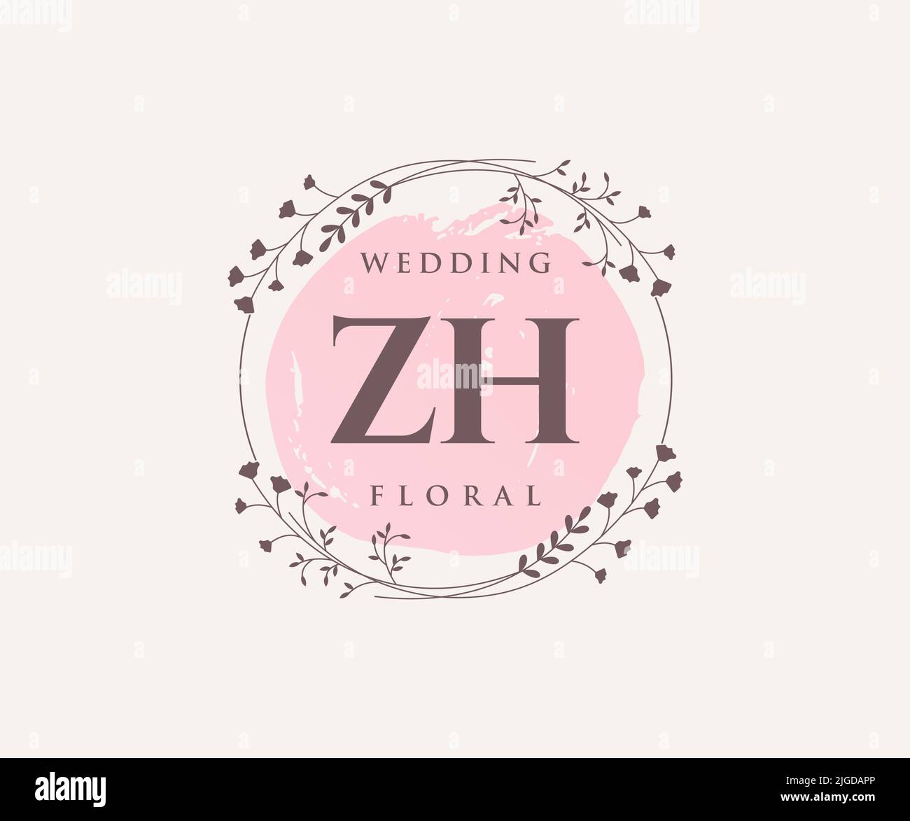 ZH Initials letter Wedding monogram logos template, hand drawn modern ...