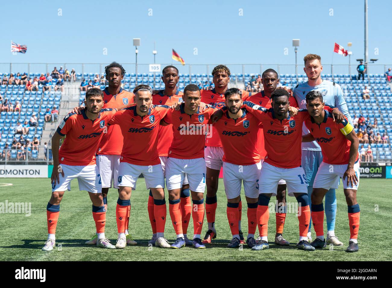 Edmonton, Alberta, Canada. 9th July, 2022. Fc Edmonton starting eleven ...