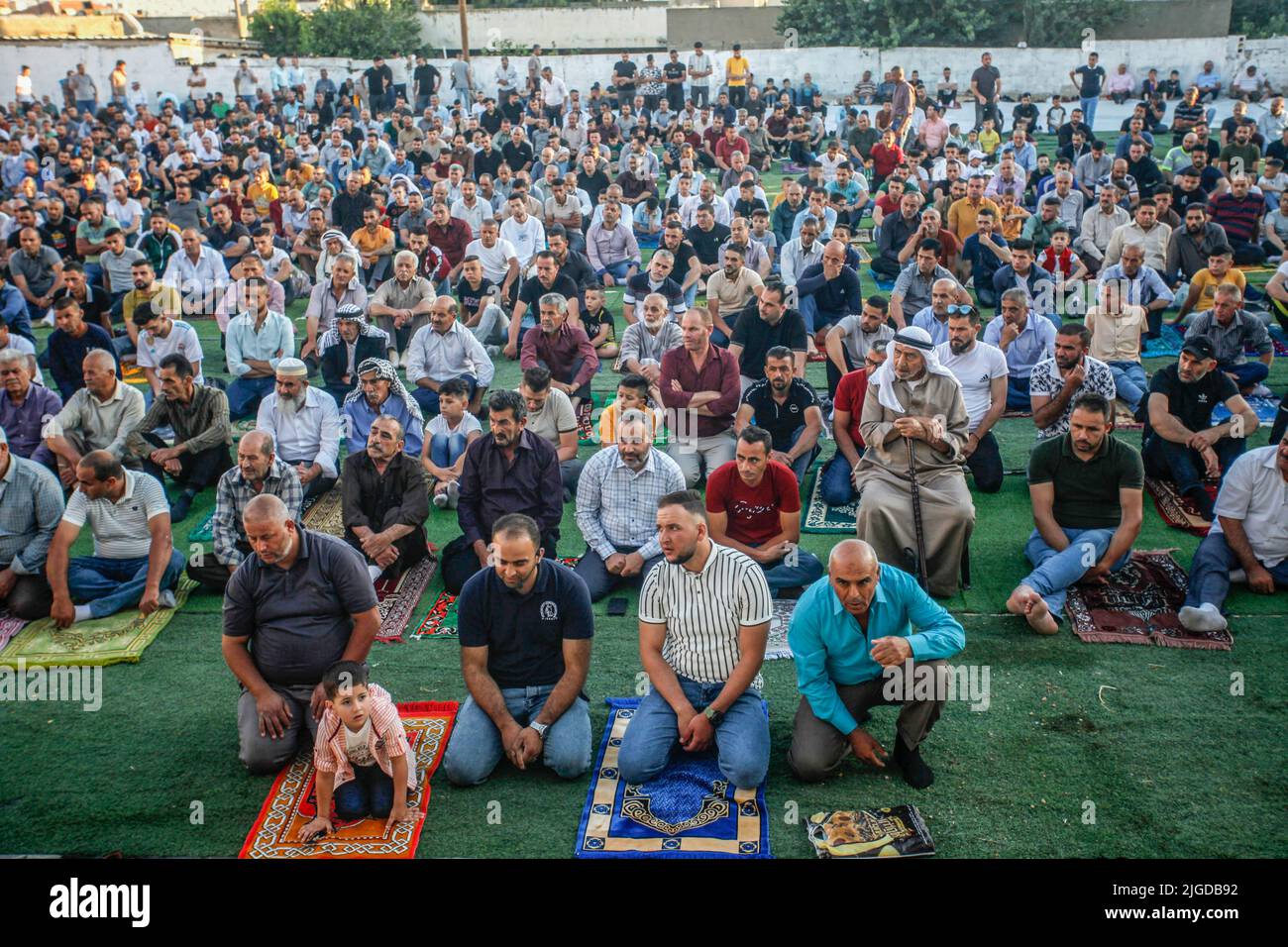 Nablus, Palestine. 22nd June, 2022. Palestinian Muslims perform the Eid ...