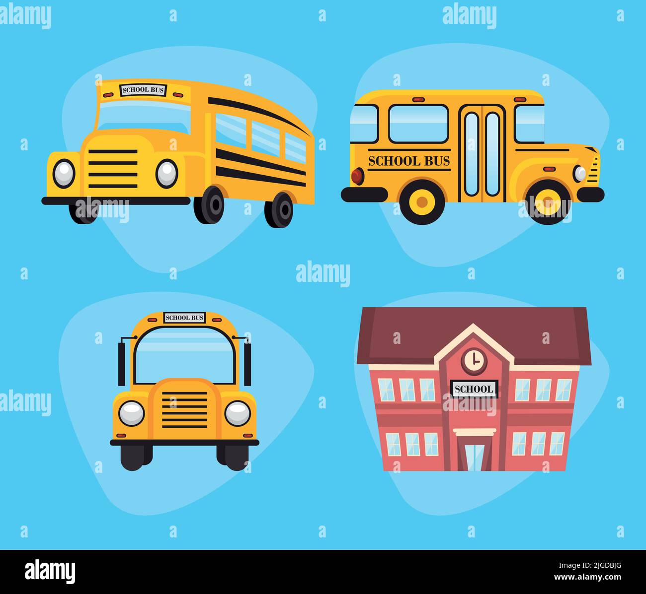 Yellow buses Stock Vector Images - Alamy
