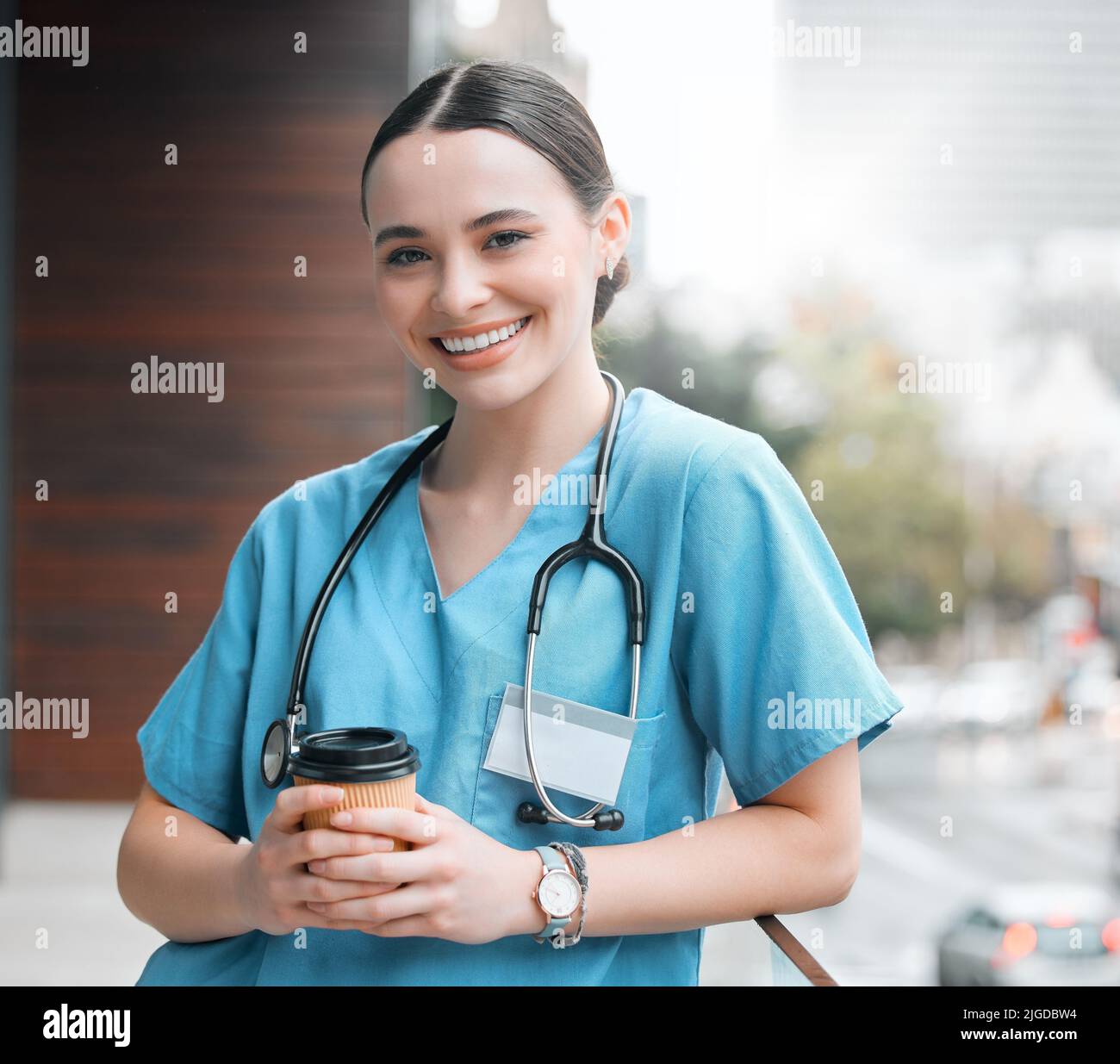 A coffee boost was necessary. a young female doctor having a coffee at ...