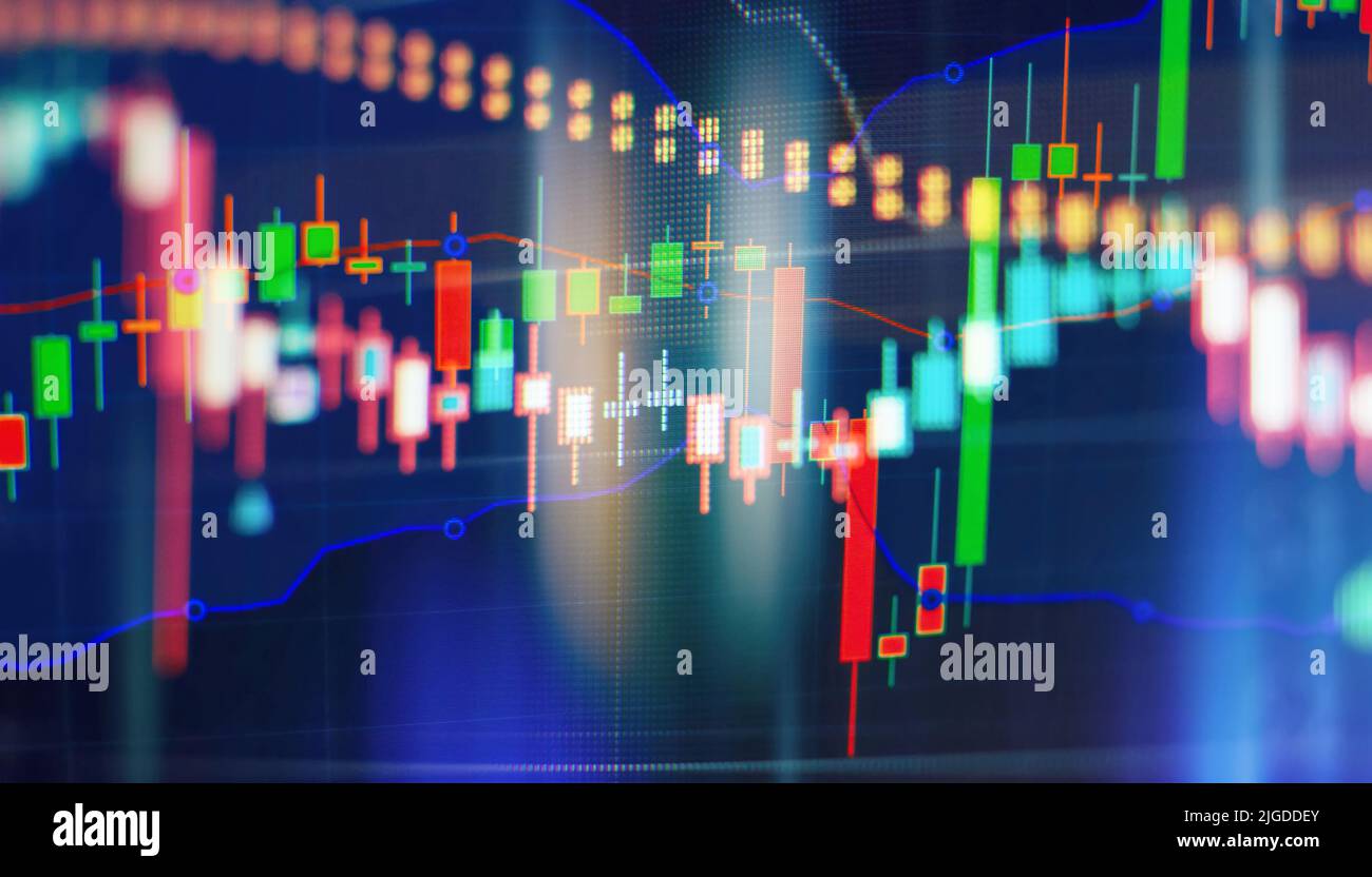 Stock exchange market graph analysis. Digital analytics and statistics ...