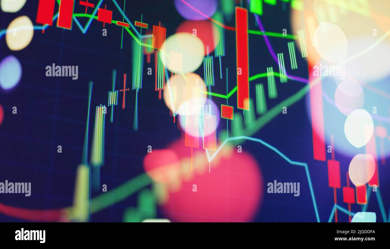 Stock exchange market graph analysis. Digital analytics and statistics ...