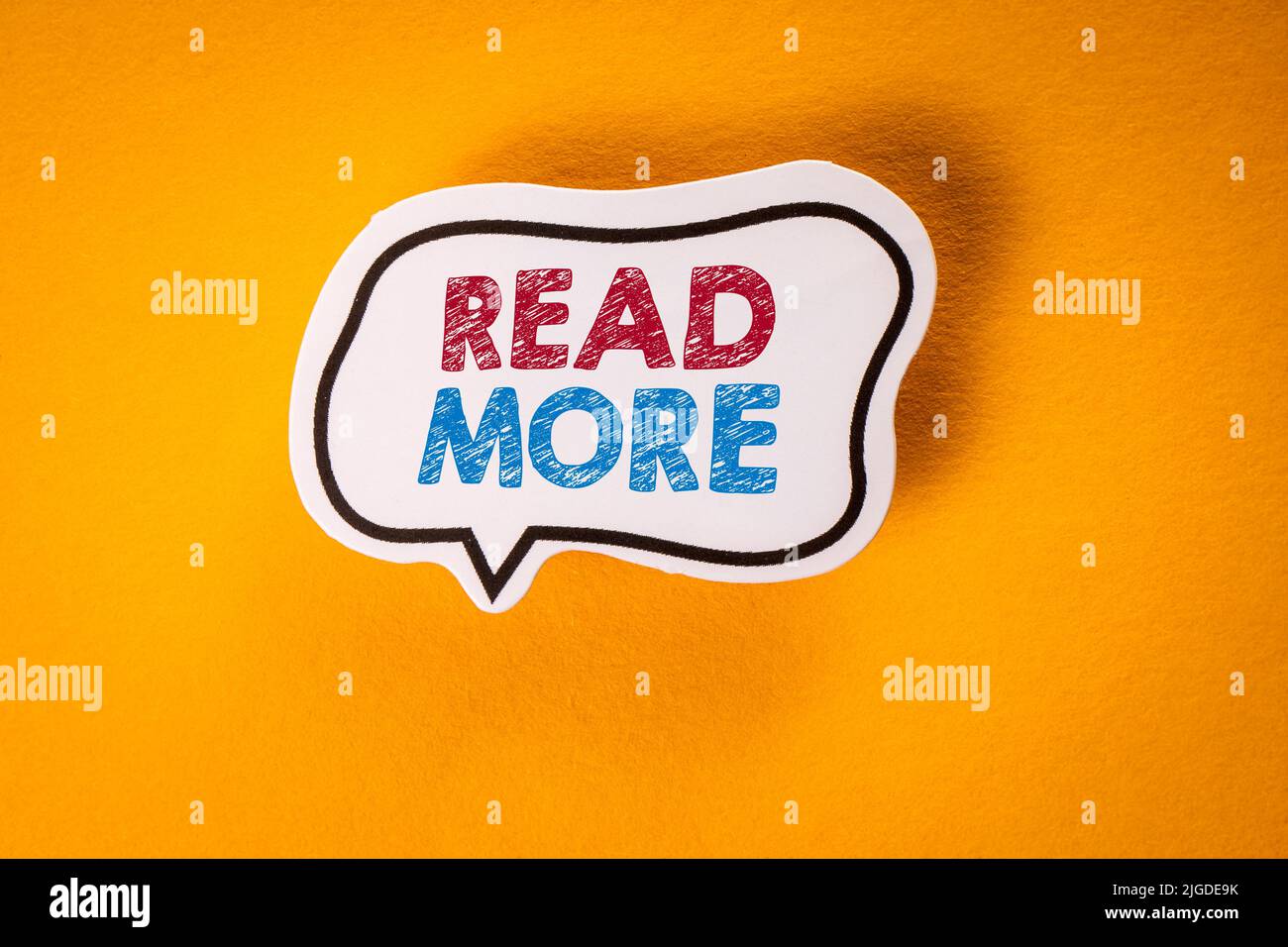 Read More. Speech bubble with text on a yellow background Stock Photo ...