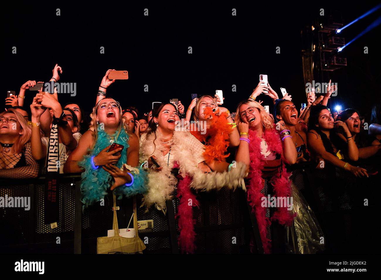 Rome, Italy. 09th July, 2022. Fan of the rock band Maneskin attends the ...