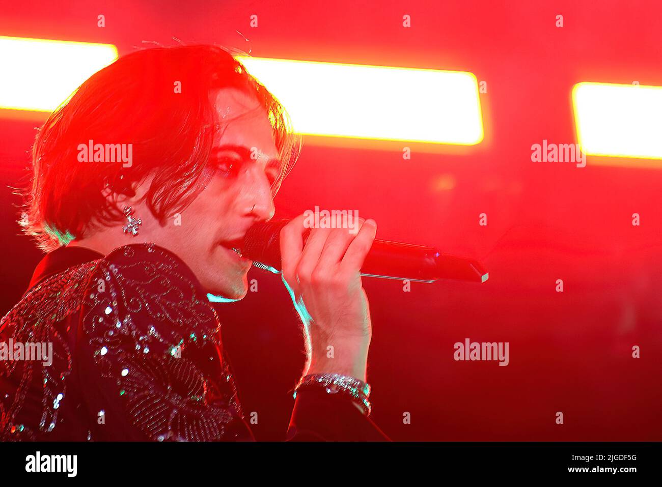 Damiano David, of the rock group Maneskin, performs live at the Circus ...