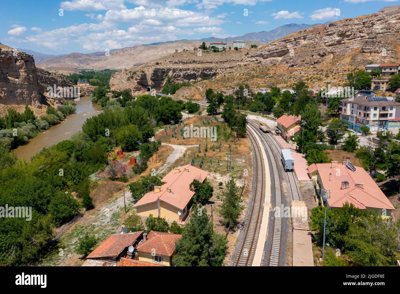 KEMAH, ERZINCAN, TURKEY. 30 June 2022; Kemah district city entrance ...
