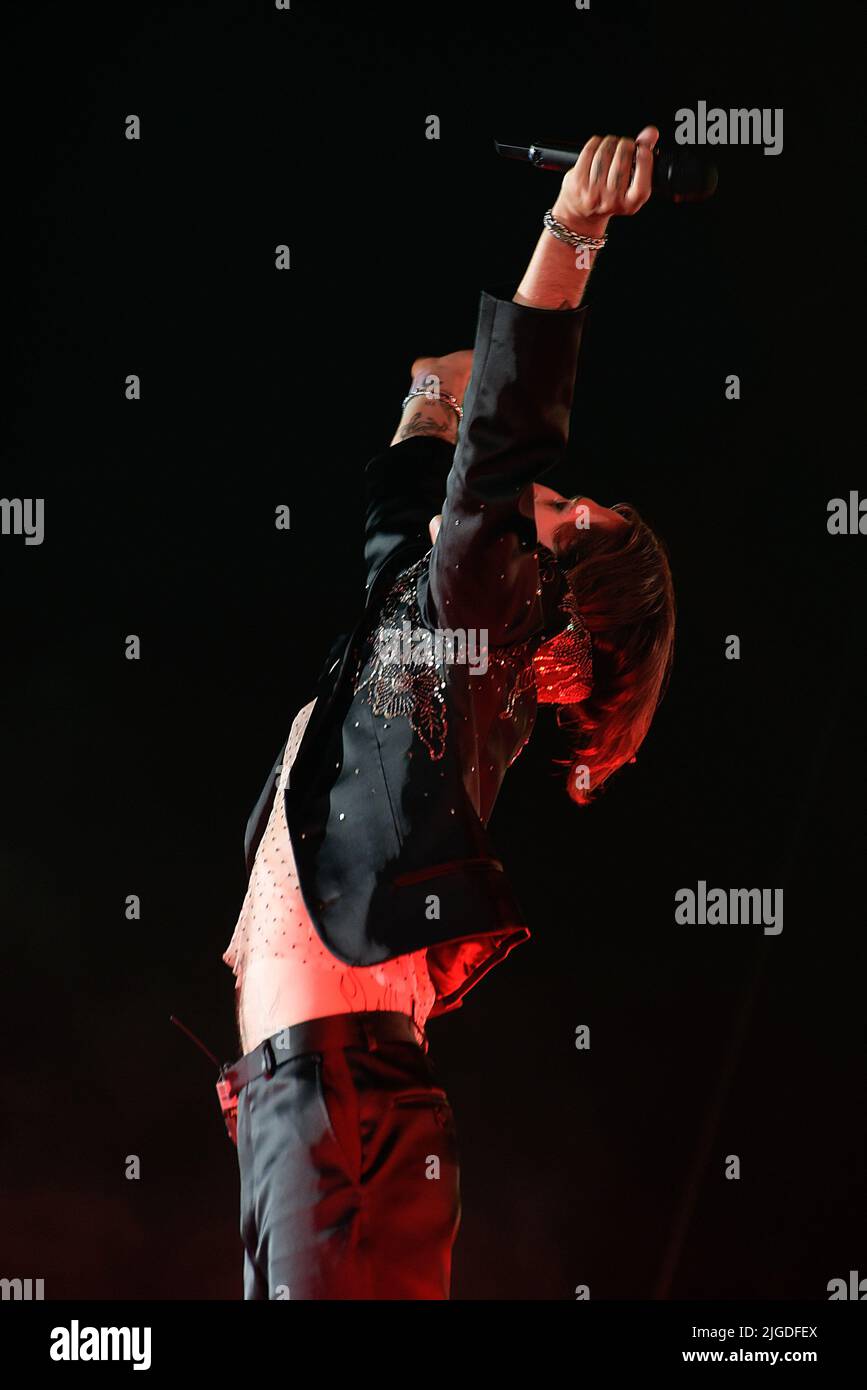Damiano David, of the rock group Maneskin, performs live at the Circus ...
