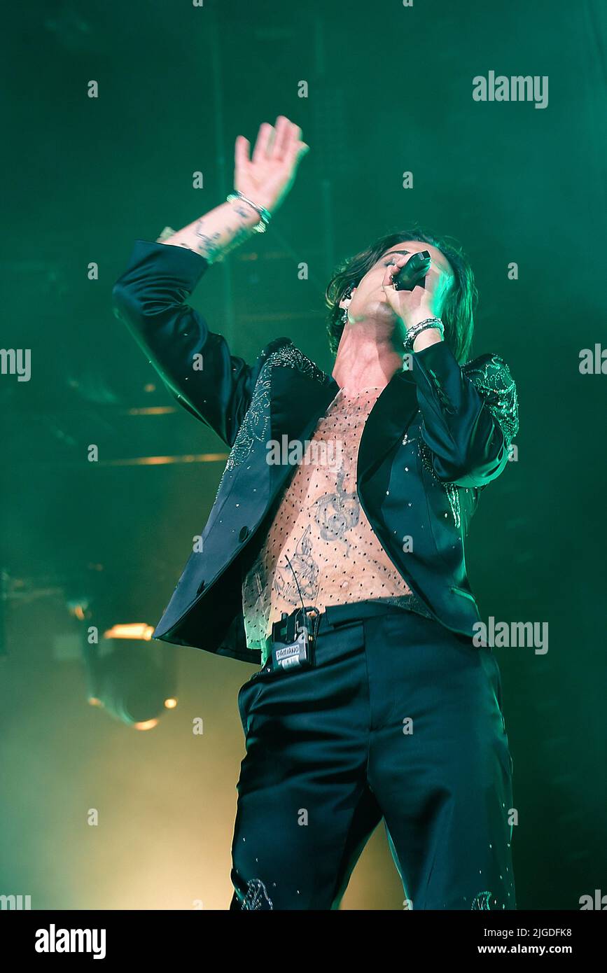 Damiano David, of the rock group Maneskin, performs live at the Circus ...