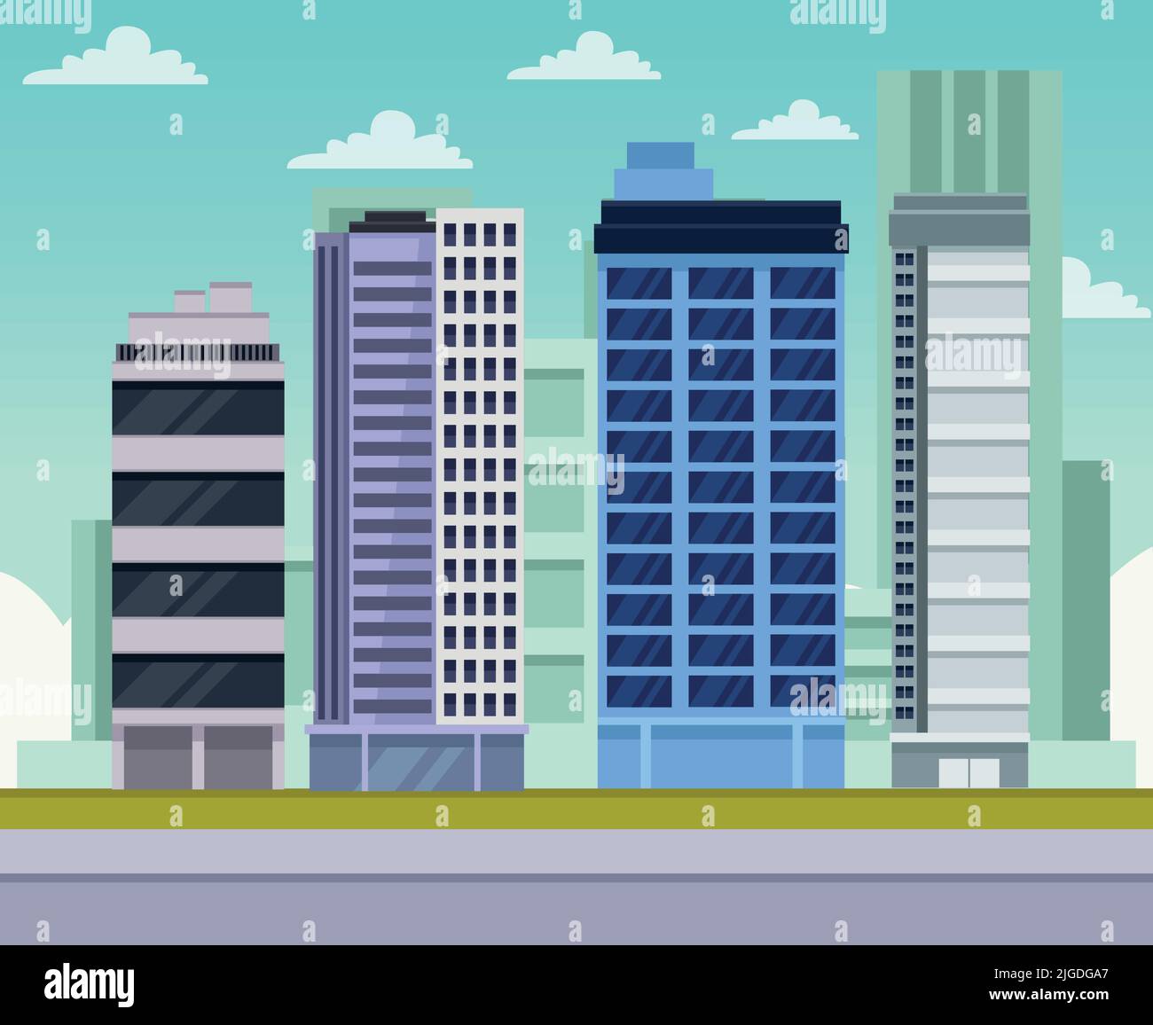 four city buildings scene Stock Vector Image & Art - Alamy