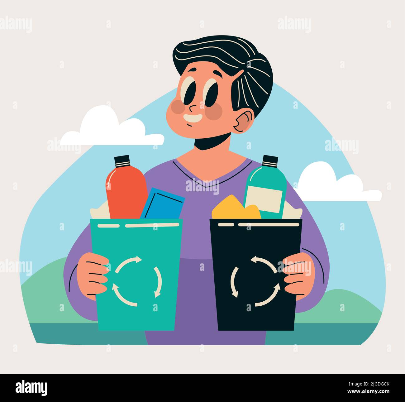 ecologist man recycling scene Stock Vector Image & Art - Alamy