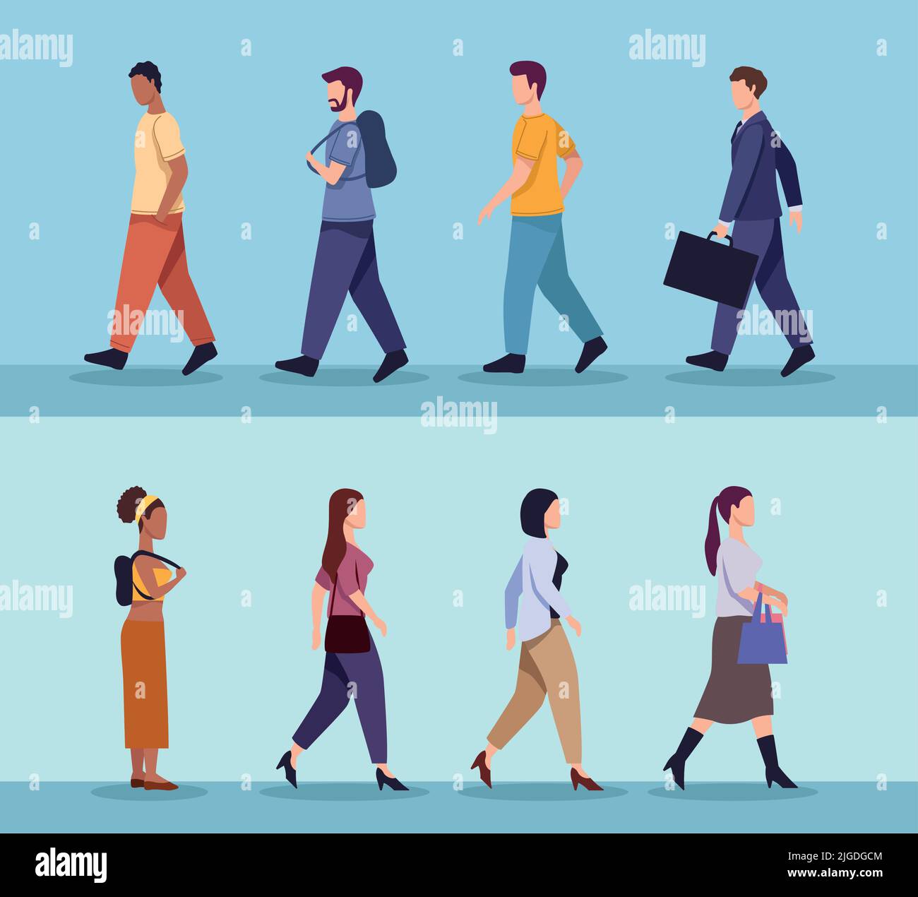 Young ethnic people walking Stock Vector Images - Alamy
