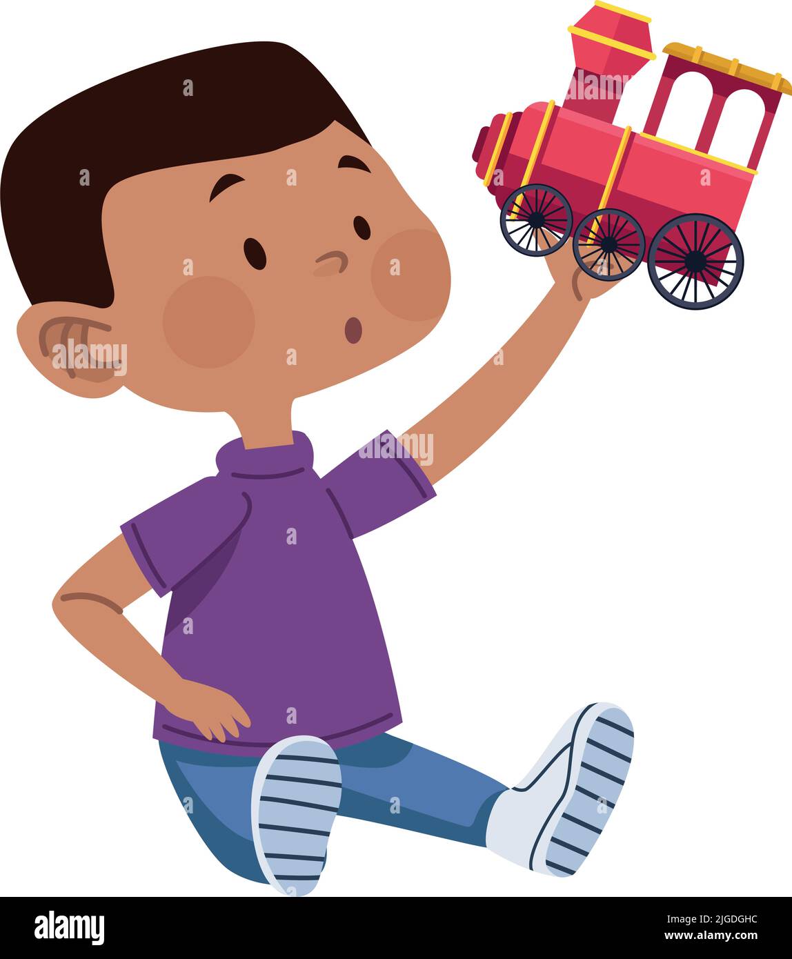 boy playing with train Stock Vector Image & Art - Alamy