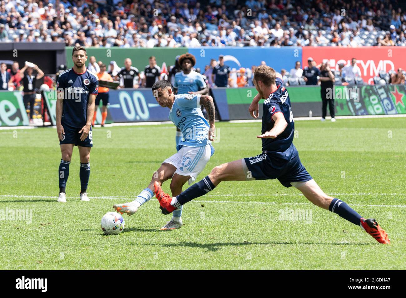 New York, NY - July 9, 2022: Santiago Rodriguez (20) of NYCFC kicks ...