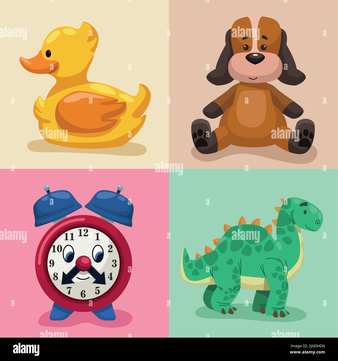 Child with four toys Stock Vector Images - Alamy