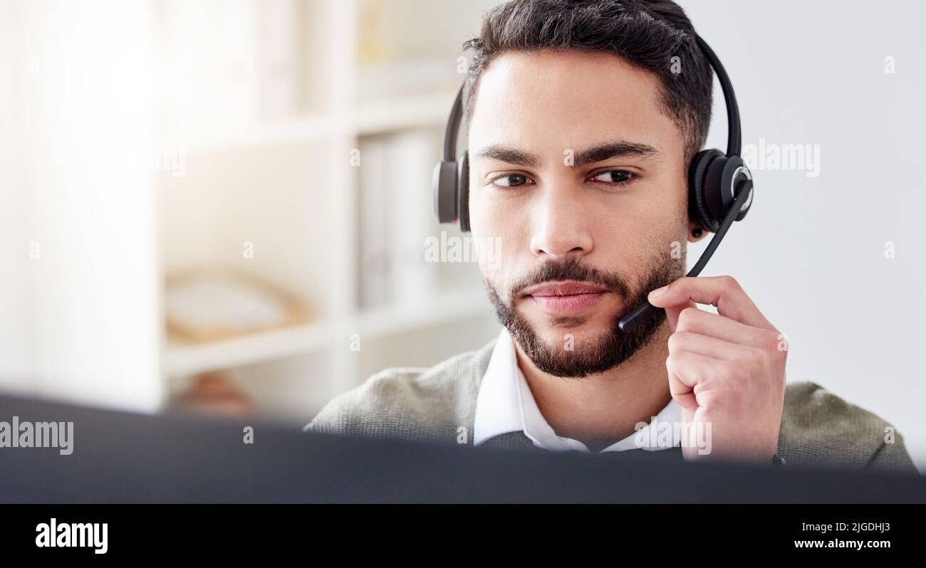 Young handsome call center hi-res stock photography and images - Alamy