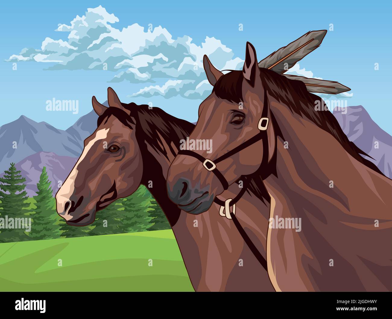 Two horses animals Stock Vector Images - Alamy