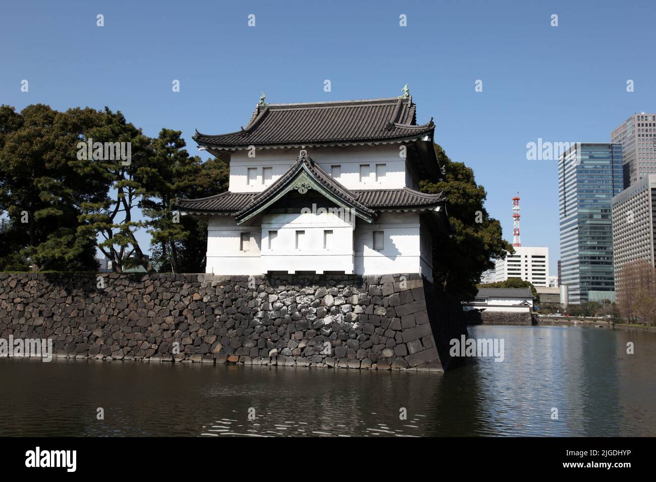Ornate building above the moat around the Japanese Imperial Palace in ...