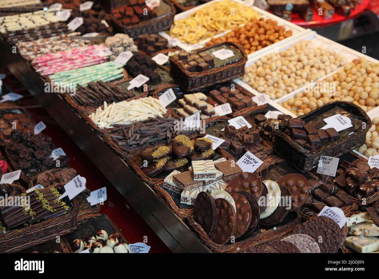 Various types of chocolate delicacies for sale Stock Photo - Alamy