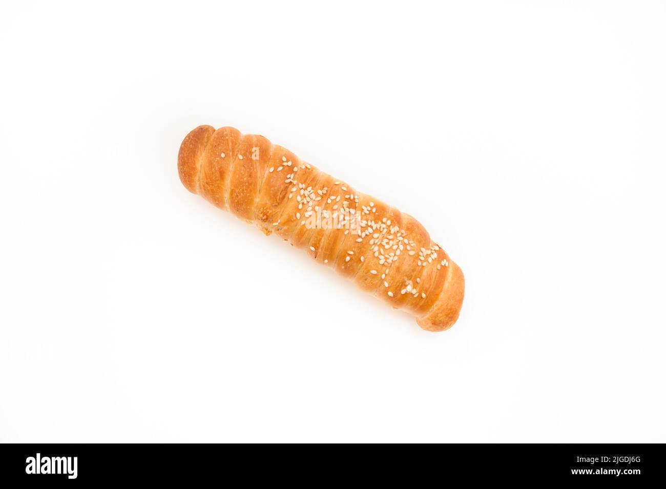 Puff bun with sesame on white background Stock Photo - Alamy
