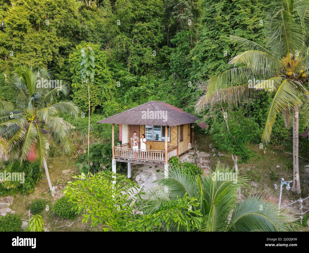 Railay Beach Krabi Thailand, a tropical beach of with backpacker bamboo ...