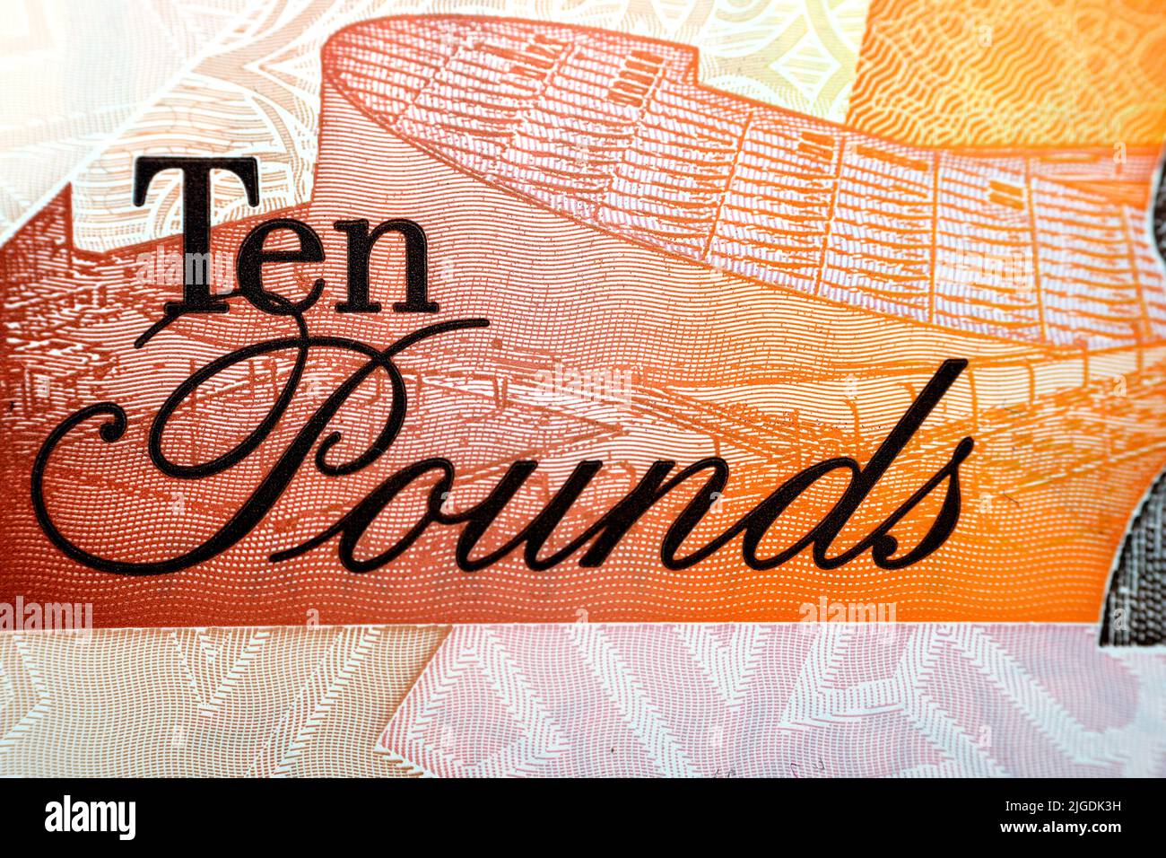 Ten pounds closeup view from the reverse side of the new first Egyptian ...