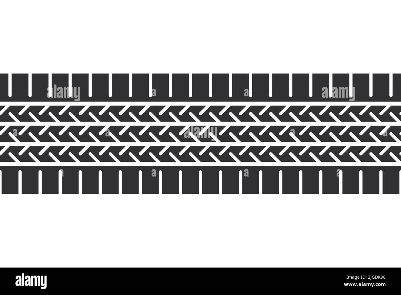 Auto tire tread seamless elements. Car tire patterns, wheel tyre tread track. Tyre print. Set of ...