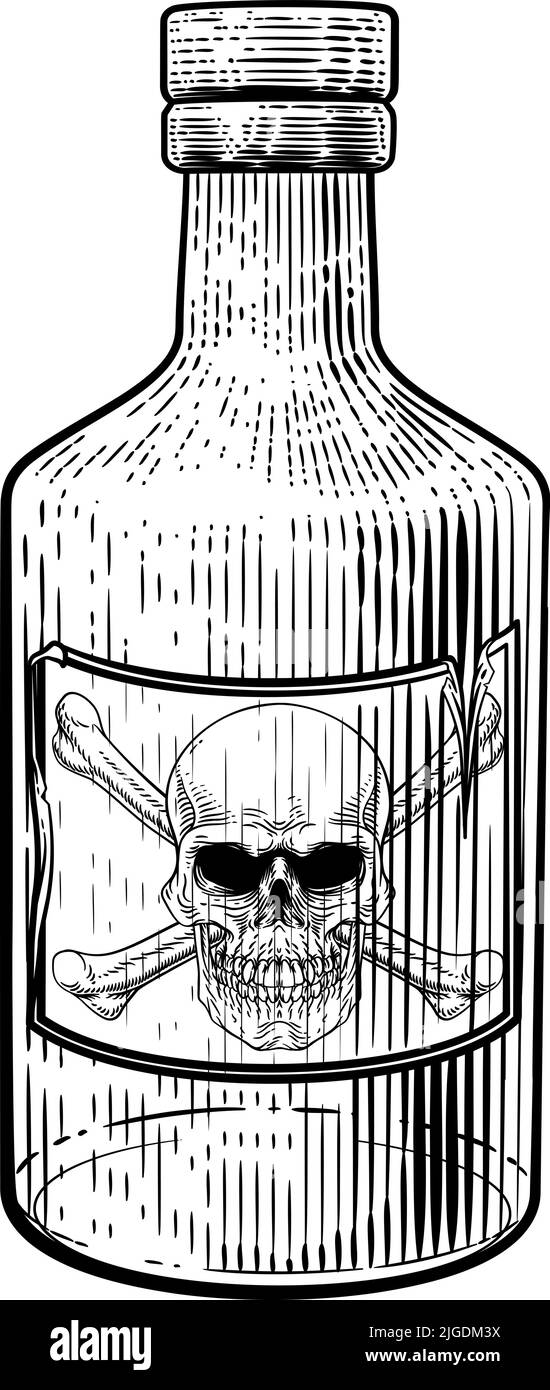 Skull Crossbone Poison Sign Bottle Vintage Woodcut Stock Vector Image ...