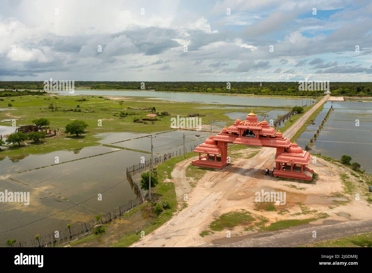 Gates a prelude to the temple among the rice fields. Sri Lanka Stock ...