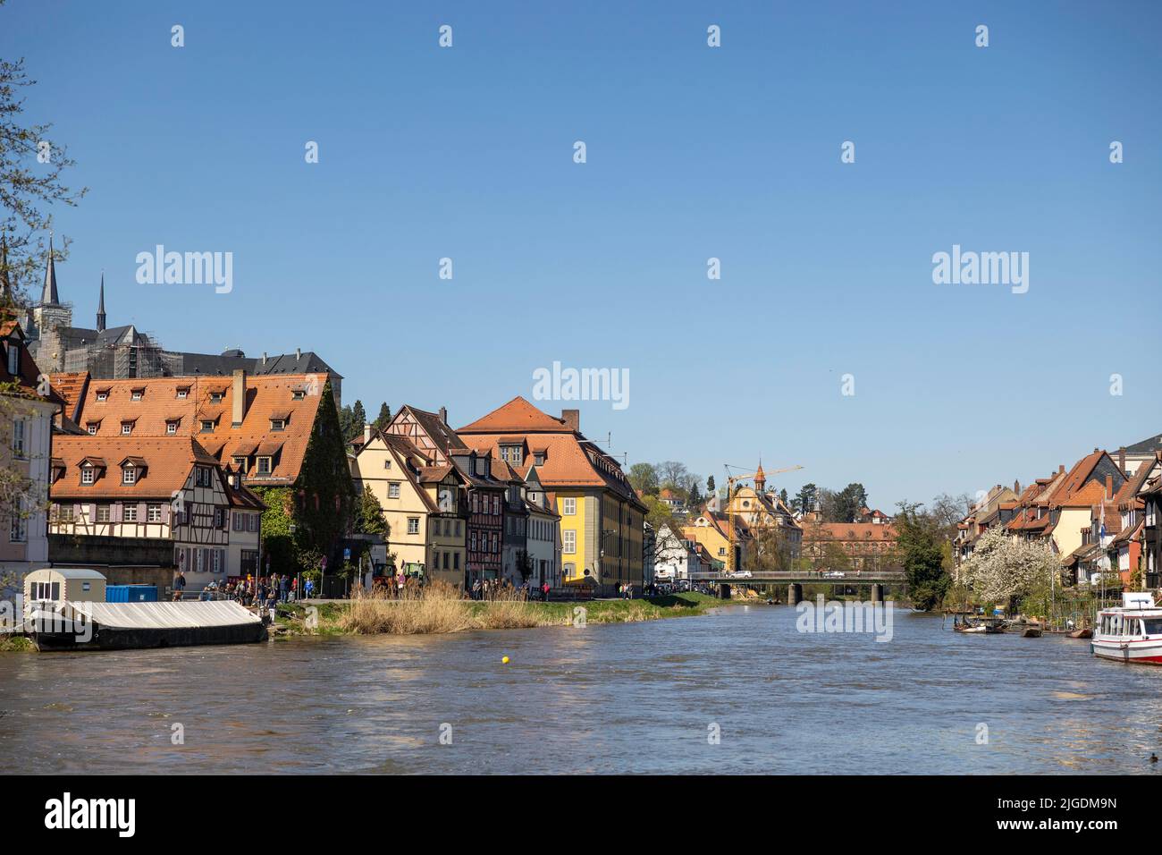 A scenic view of houses on the side of Bamberg river in Germany Stock ...