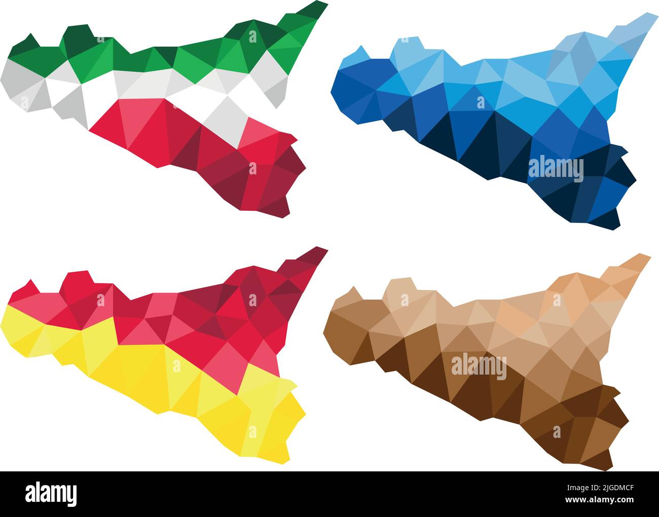 Sicily italian island low poly polygon map design. 3d map in italian ...