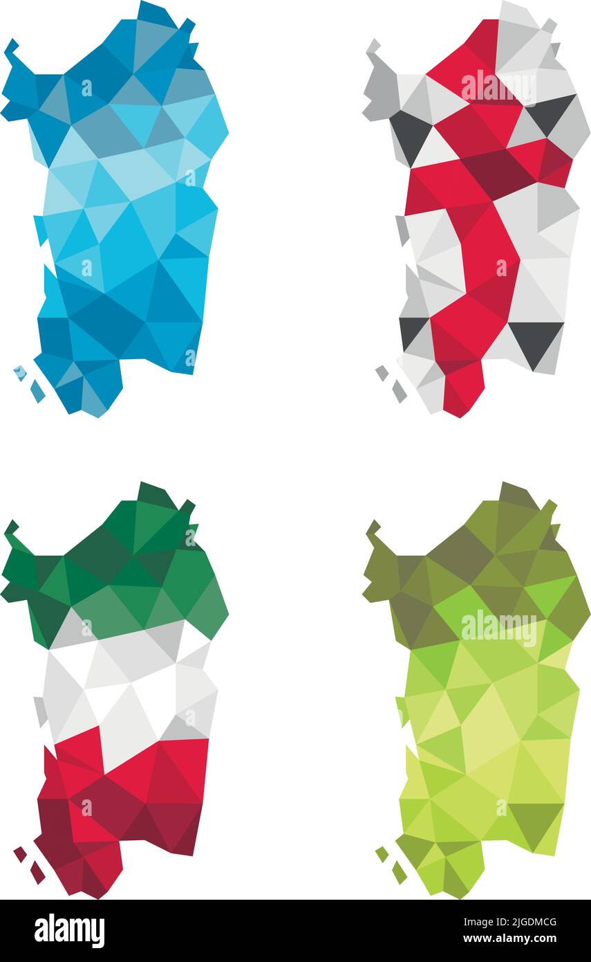 Sardinia, Sardigna island above in low poly polygon design vector ...